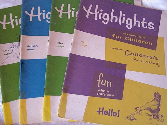 4 Vintage Highlights for Children Magazines 1960s