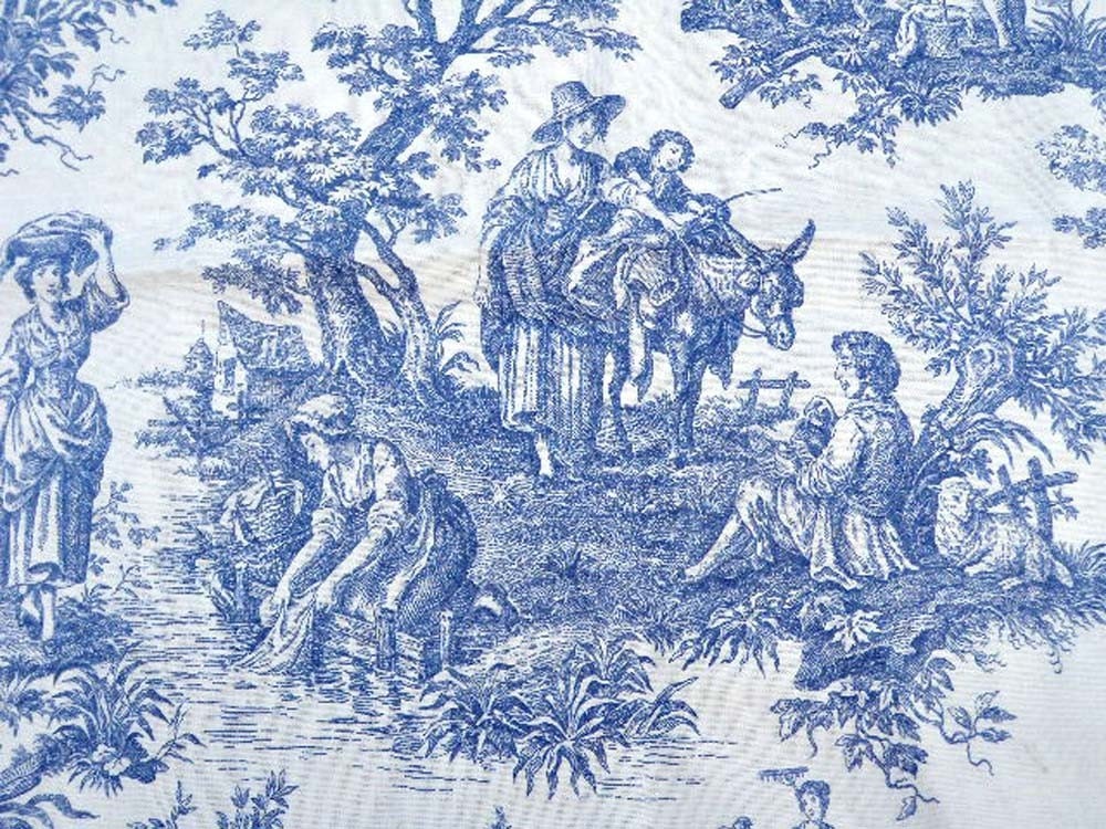 Waverly Country Life Blue Toile Drapery Fabric