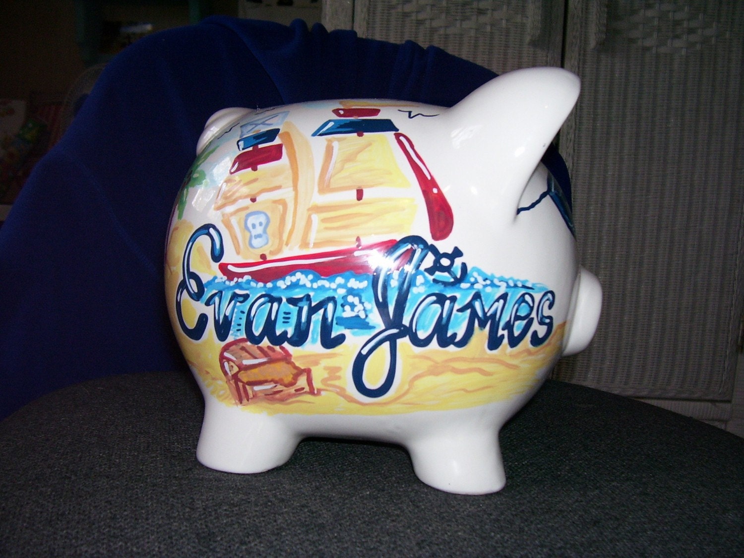 Personalized Ceramic Piggy Bank Pirates by StymiepieStudios
