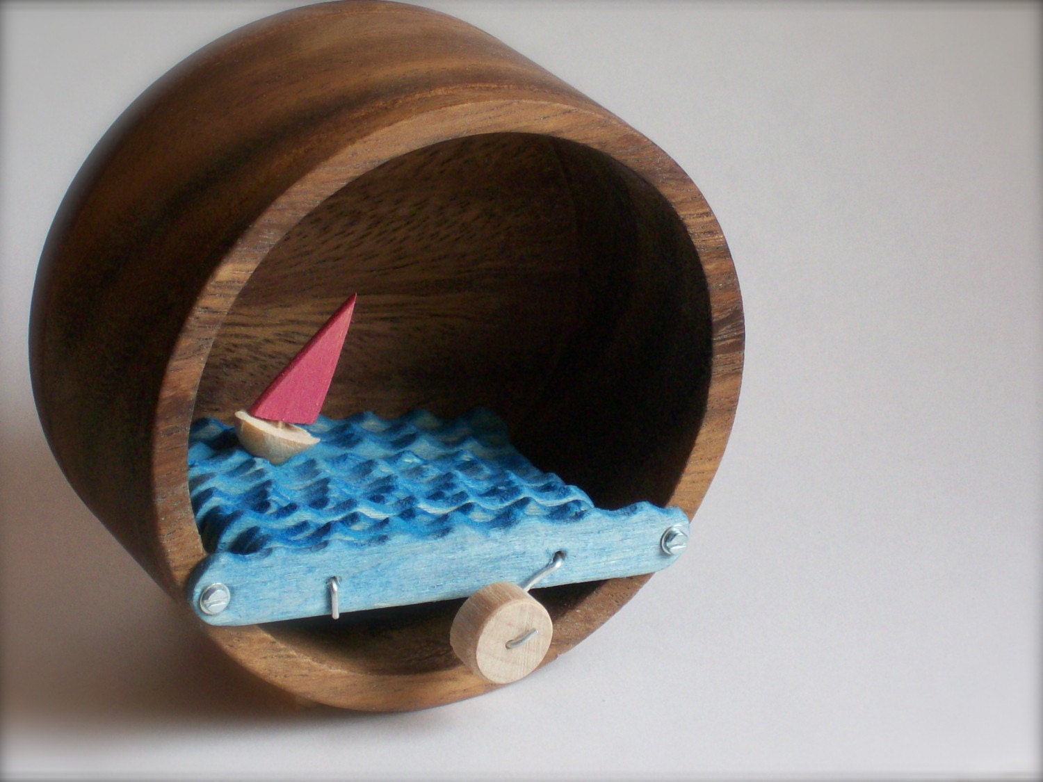 hand crank wooden boat automata mini round hand crank wooden boat automata mini round