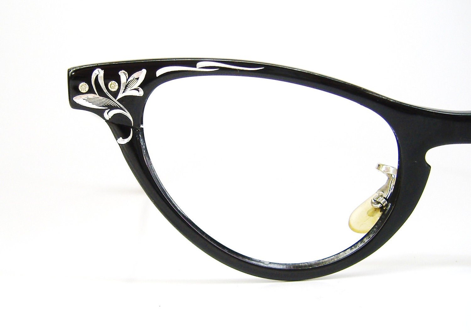 Vintage Black Horn Rim Cat Eye Eyeglasses Frame Art Craft