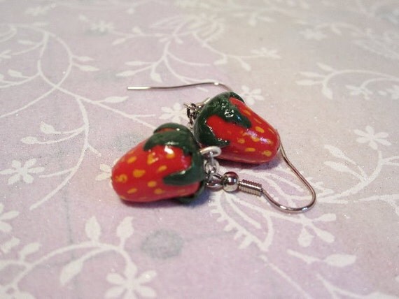 Items similar to Strawberry Earrings on Etsy