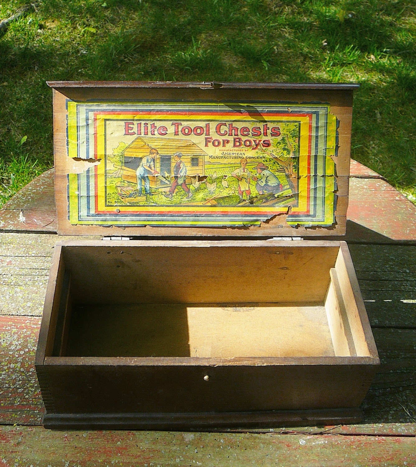 Antique Boy's Wooden Tool Chest