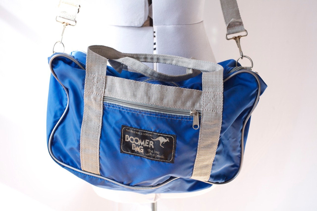 Vintage 1980's Duffel Bag . Blue Boomer . The Bag by VintageCommon