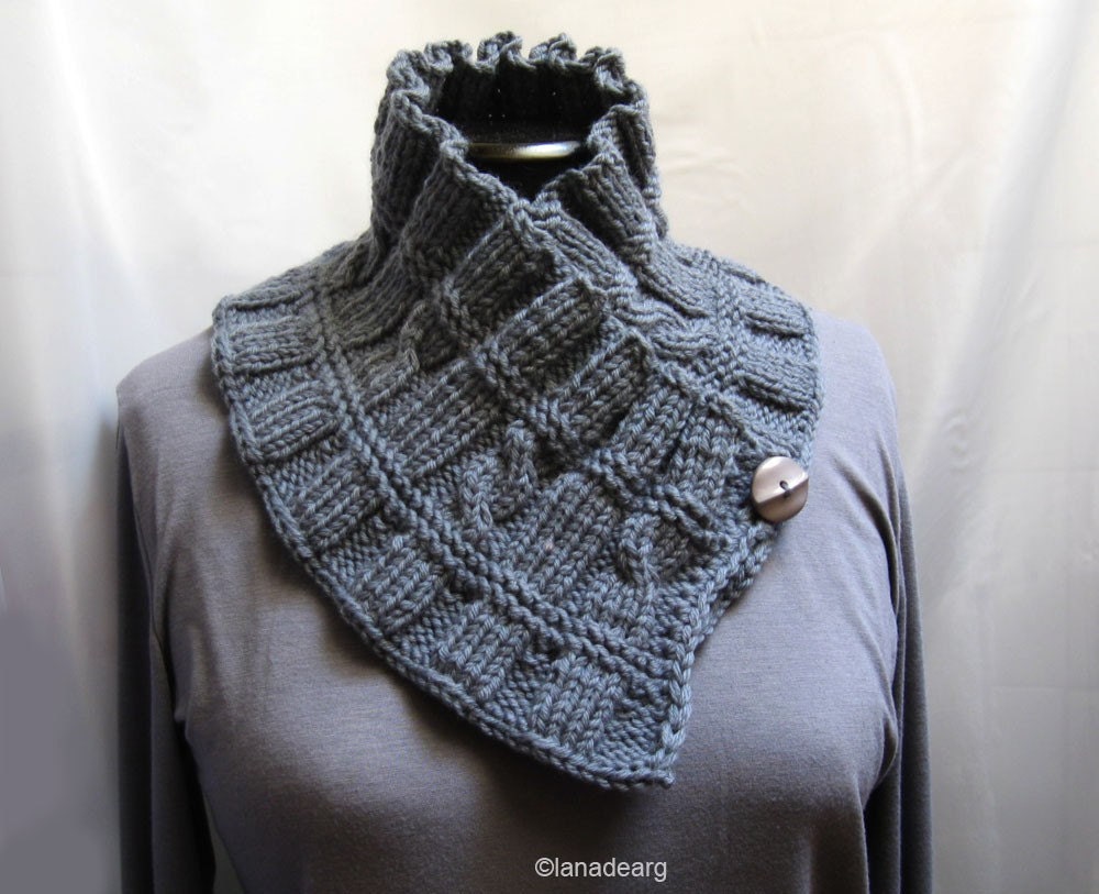 Knitted ruffled scarf collar neckwarmer holiday gift by lanadearg
