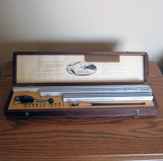 Vintage Unitech Lettering Equipment / Retro Drafting Set in