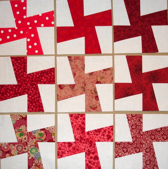 Windmill Quilt Blocks Red