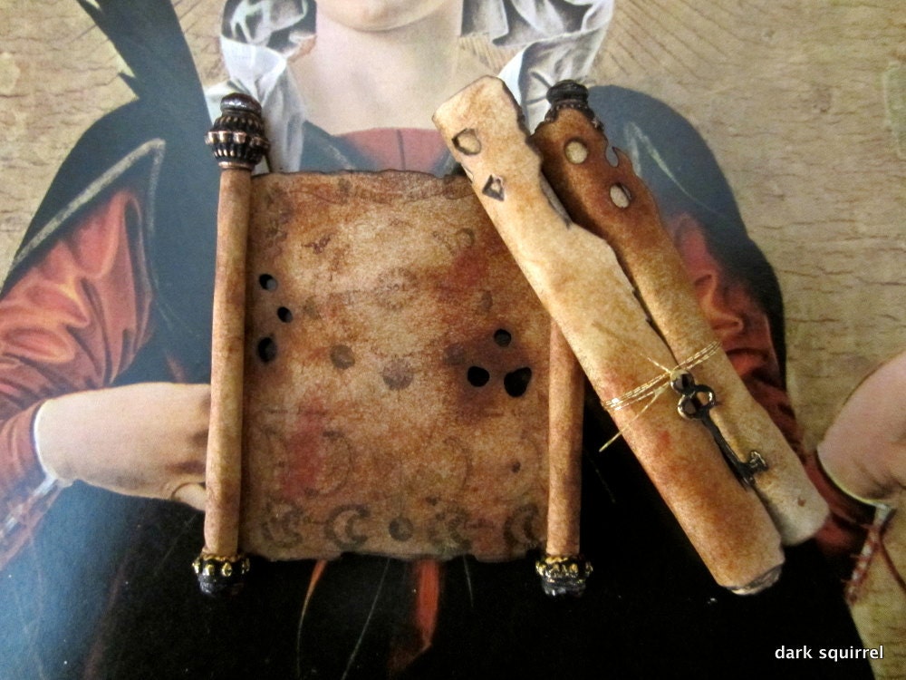 Aged Medieval Alchemy Moons Scroll set in 1/12 by DarkSquirrel