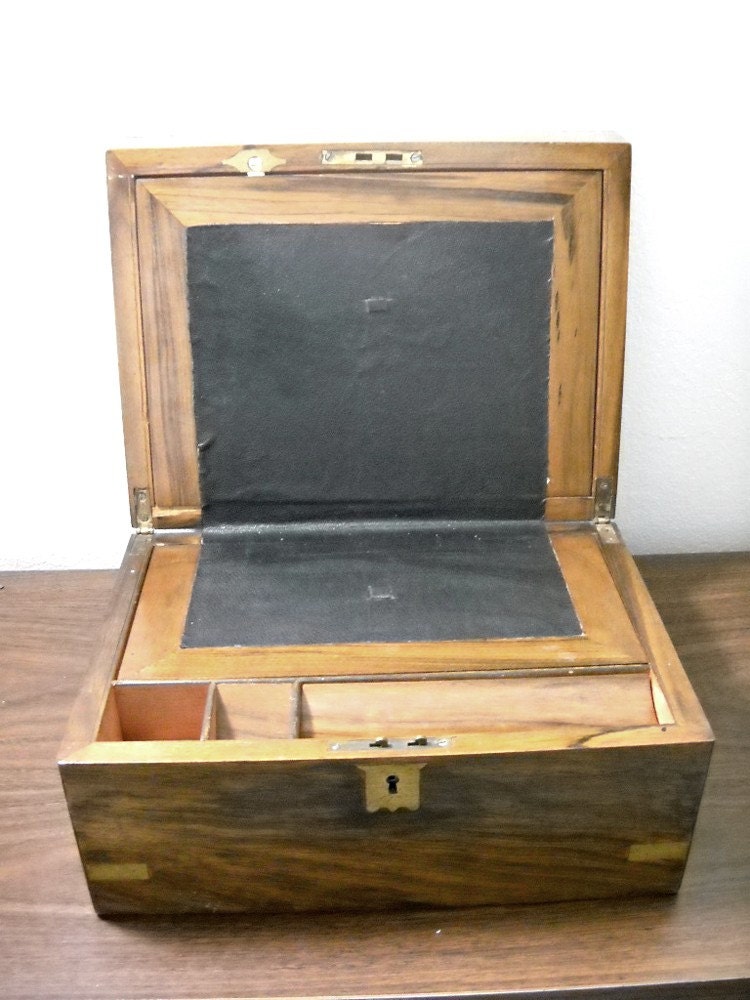 SALE 50% Antique English walnut writing box or writing