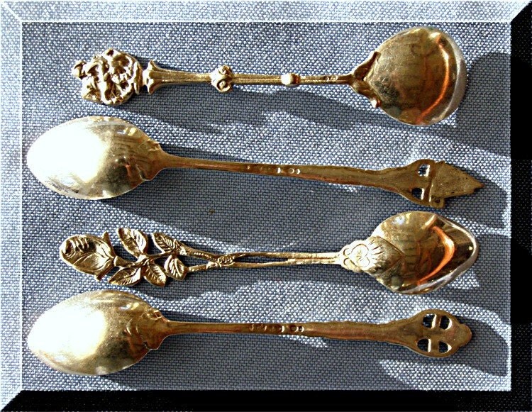 Antique 4 Silver Mocha Espresso Sugar Spoons England Europe 800 and 830 ...