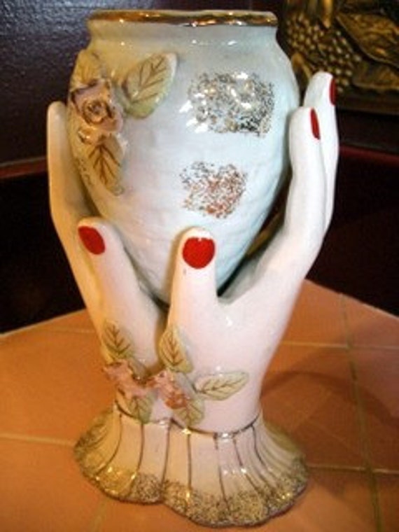 Porcelain Ceramic Hands holding a Vase
