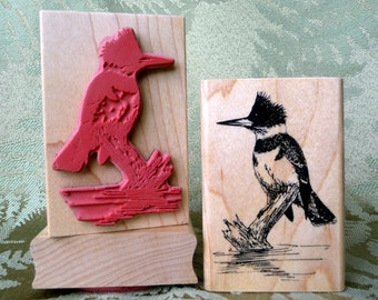 Robin bird feeding baby bird rubber stamp from by oldislandstamps