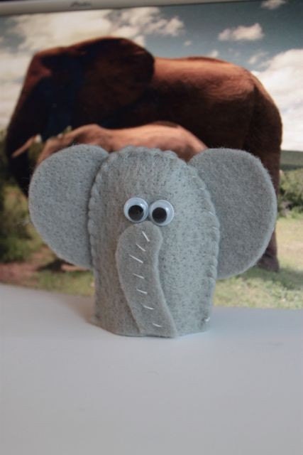 Elephant finger puppet by citycreations on Etsy