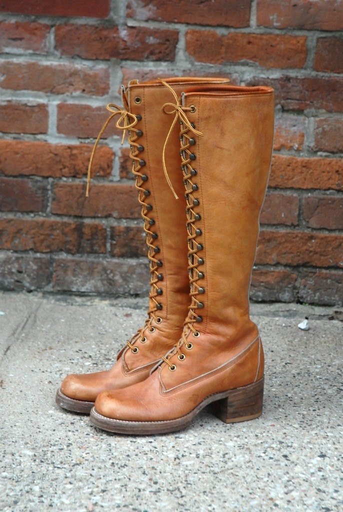 Women S Cowboy Boots Frye Lace 1970 Tall Campus Brown Laceup Bes k 70s
