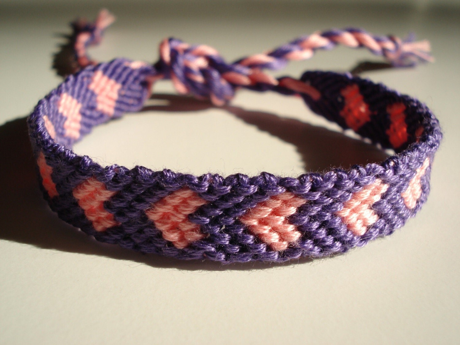 Heart Pattern Friendship Bracelet Purple With Pink Hearts