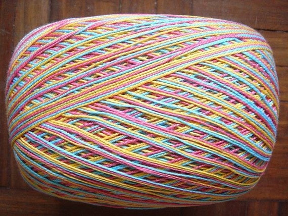 Variegated rainbow Size 10 crochet cotton thread by cottonheart