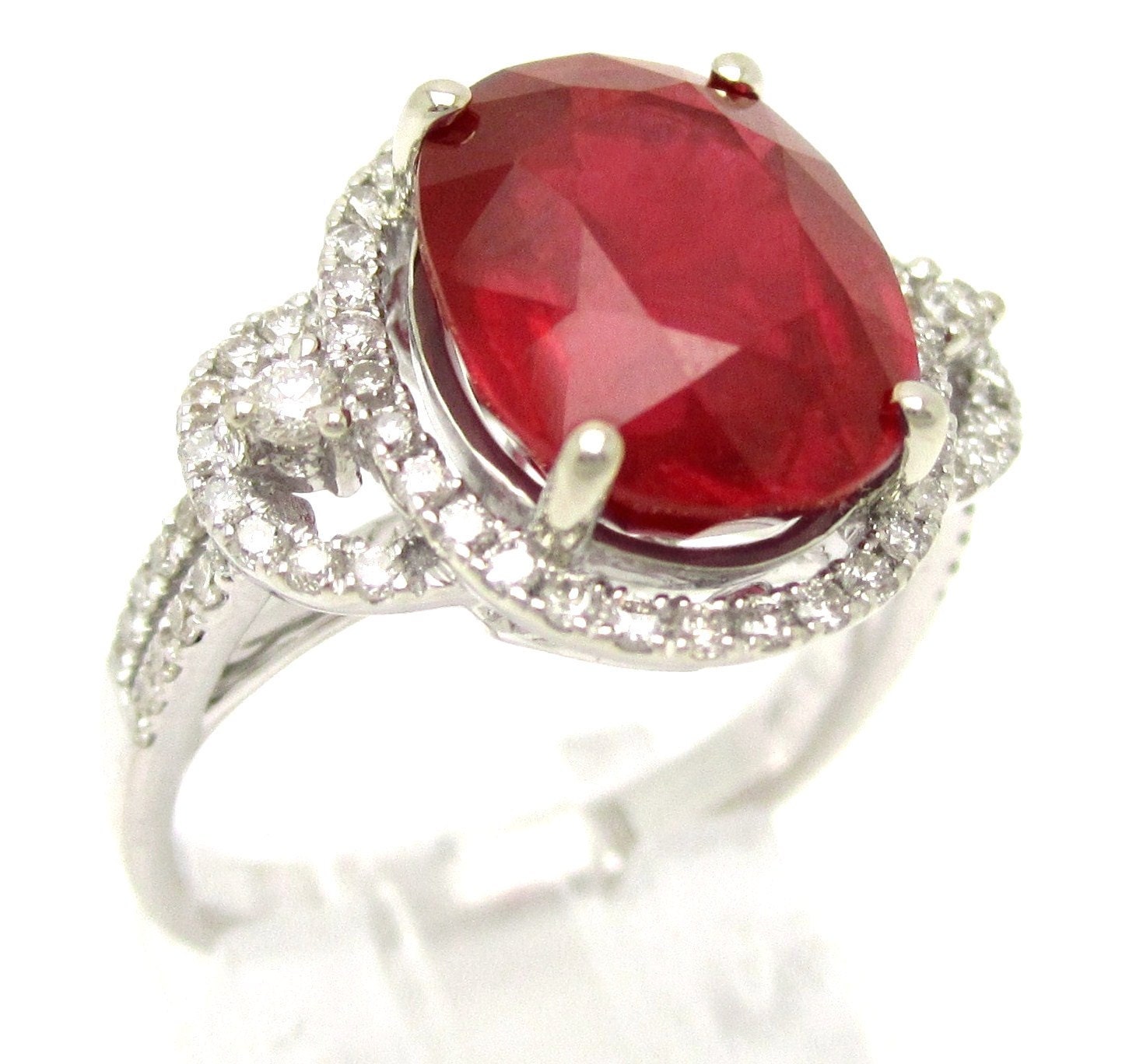8.06ctw Oval cut rich RED RUBY & Diamonds engagement ring