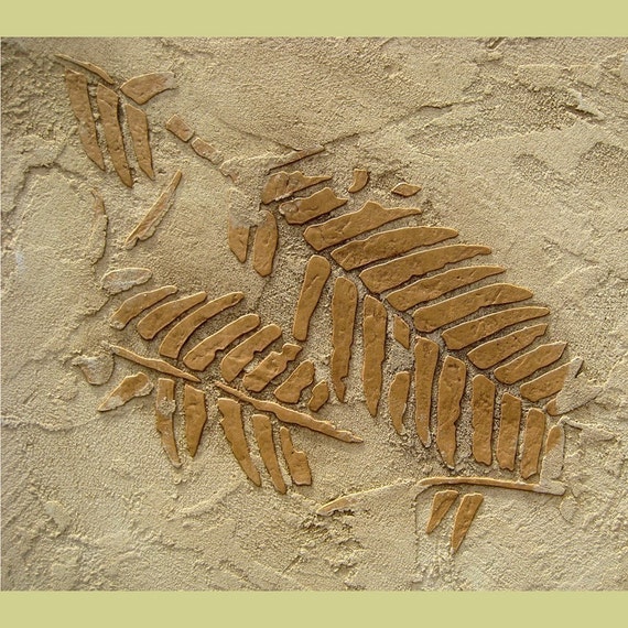 Stencil Prehistoric Fern Fossils Raised Plaster stenciling