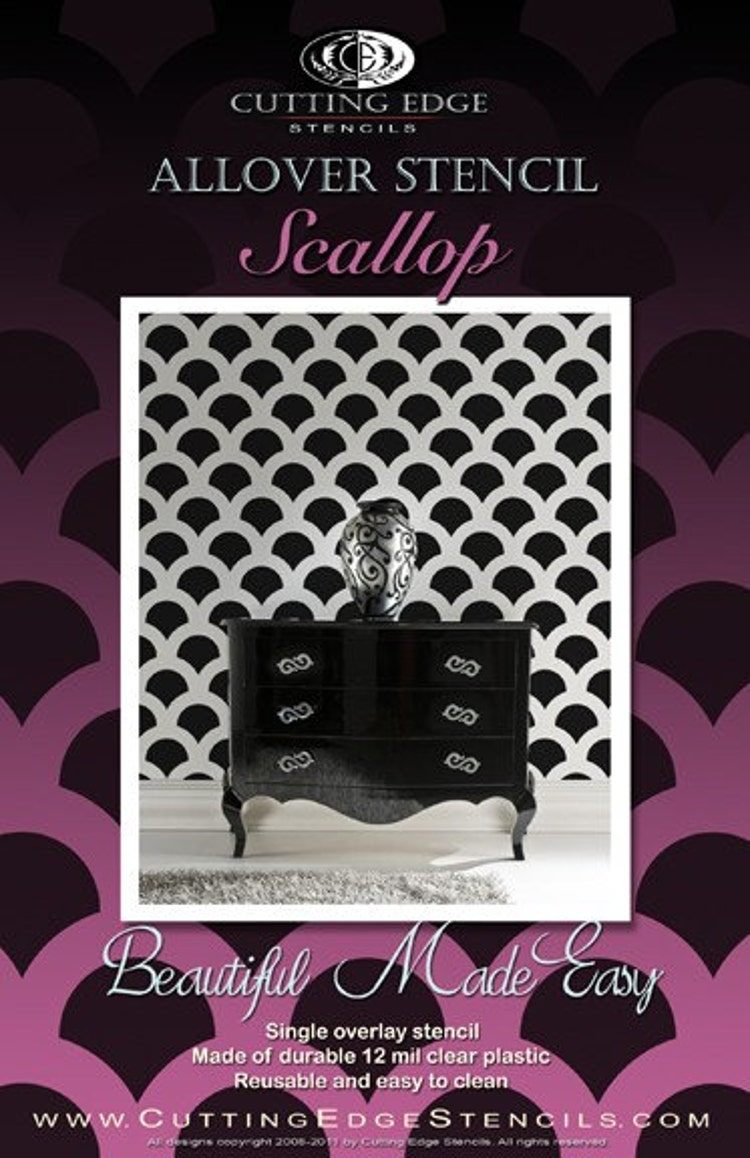 Scallop Allover Stencil Reusable stencils by CuttingEdgeStencils