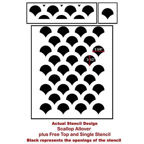 Scallop Allover Stencil Reusable stencils by CuttingEdgeStencils