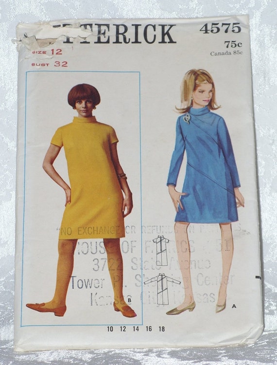 Items similar to Mod Shift Dress Pattern Sz 12 on Etsy