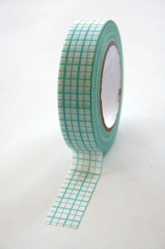 Washi Tape - 15mm - Blue Engineering Graph Paper Grid Design on White ...