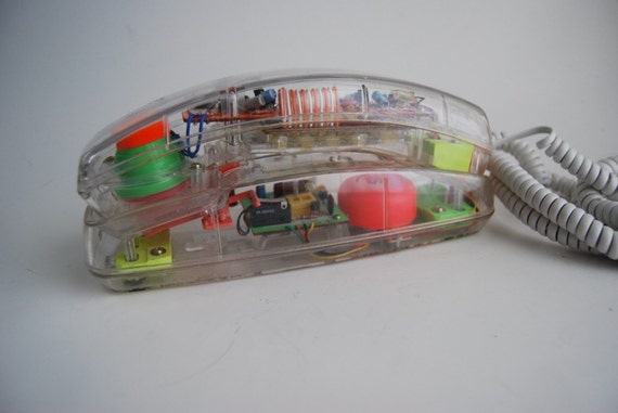 Vintage Neon Phone by ConAir Clear See Through Anatomy 80s 90s
