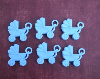 6 pink plastic strollers cake topper for your crafts