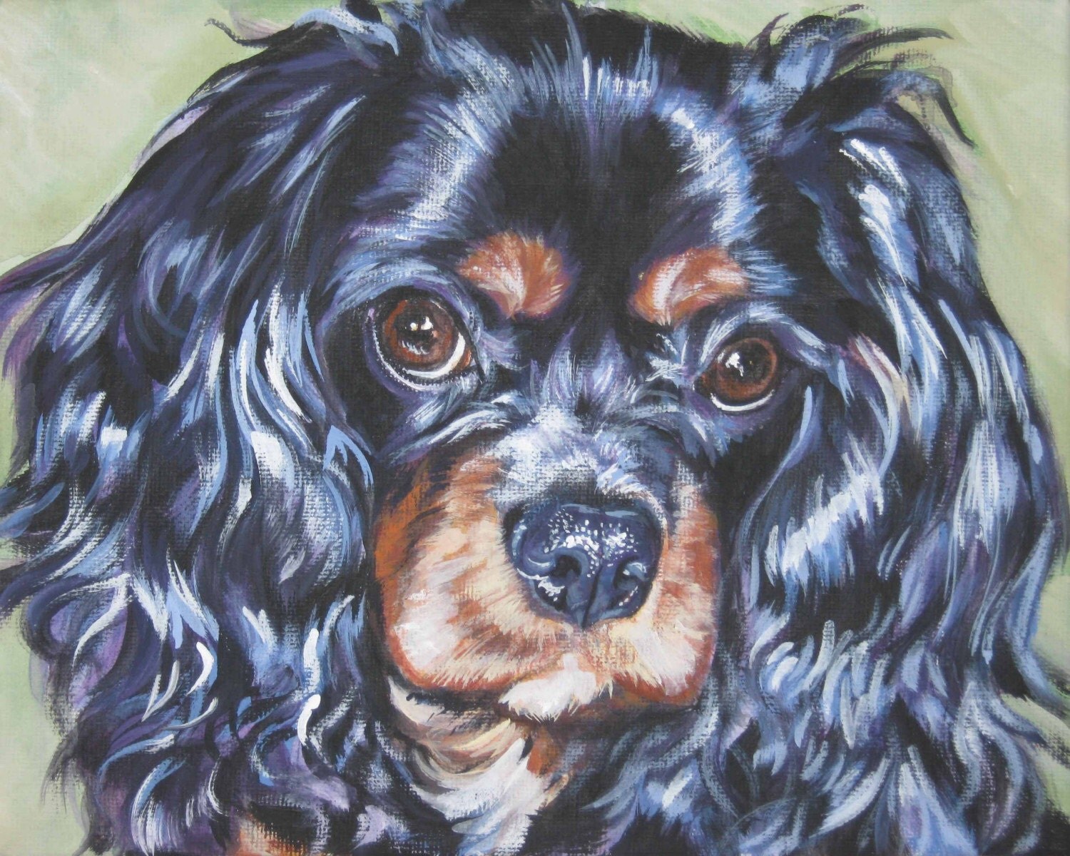 cavalier king charles spaniel dog art portrait CANVAS print of