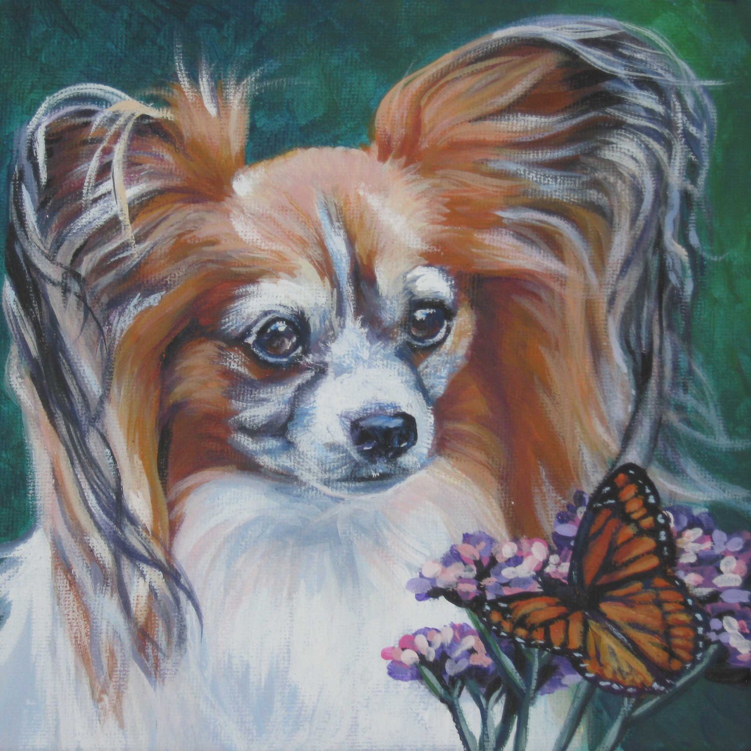 Papillon DOG ART portrait canvas PRINT of LAShepard painting