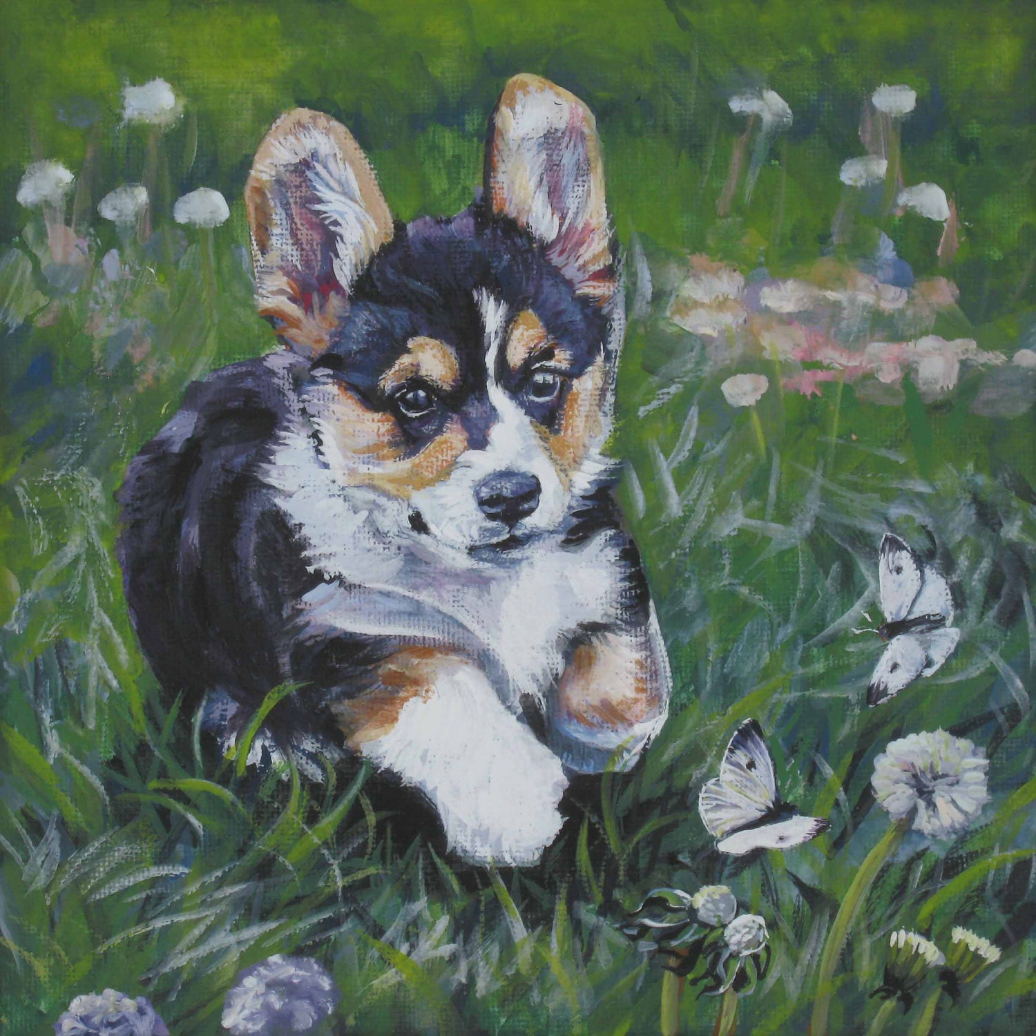 Pembroke Welsh Corgi dog art CANVAS print of LA Shepard