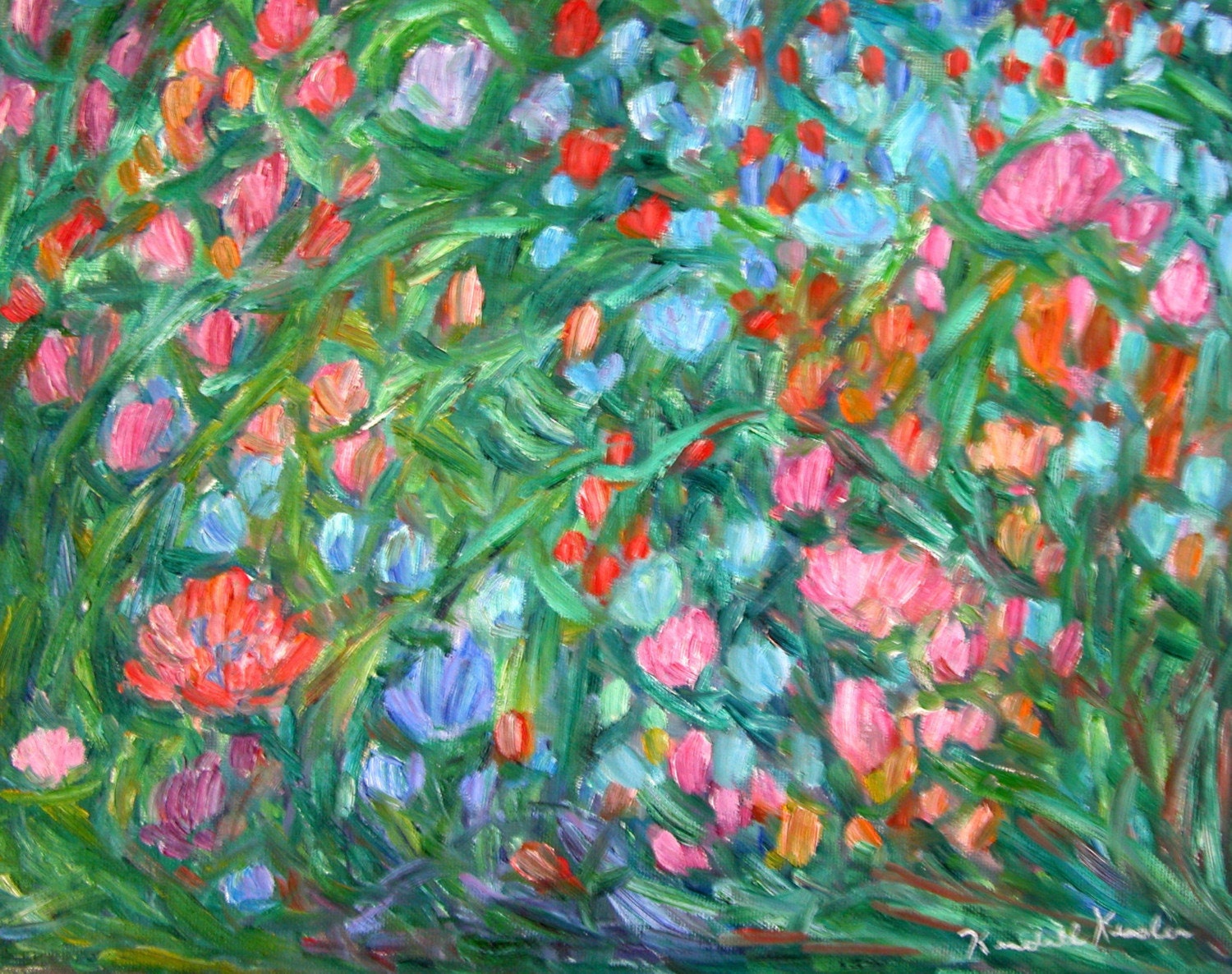 Dream Flowers Art 14x11 Impressionist Floral Oil Ptg by Award