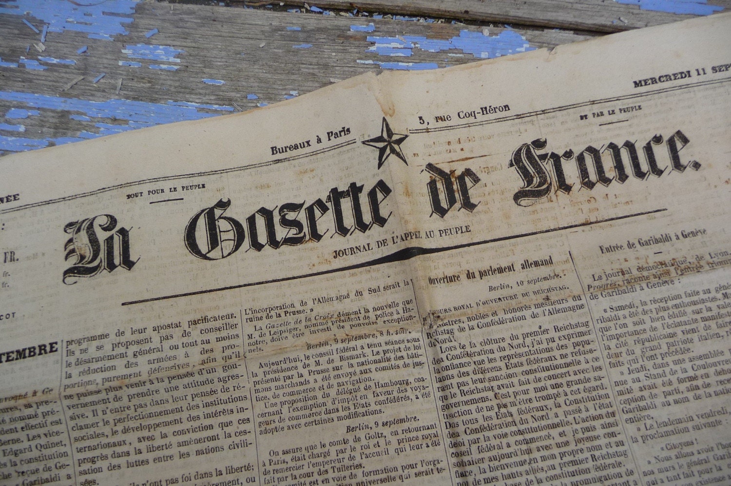 LA GAZETTE DE FRANCE French newspaper dated1867 by comeungarcon