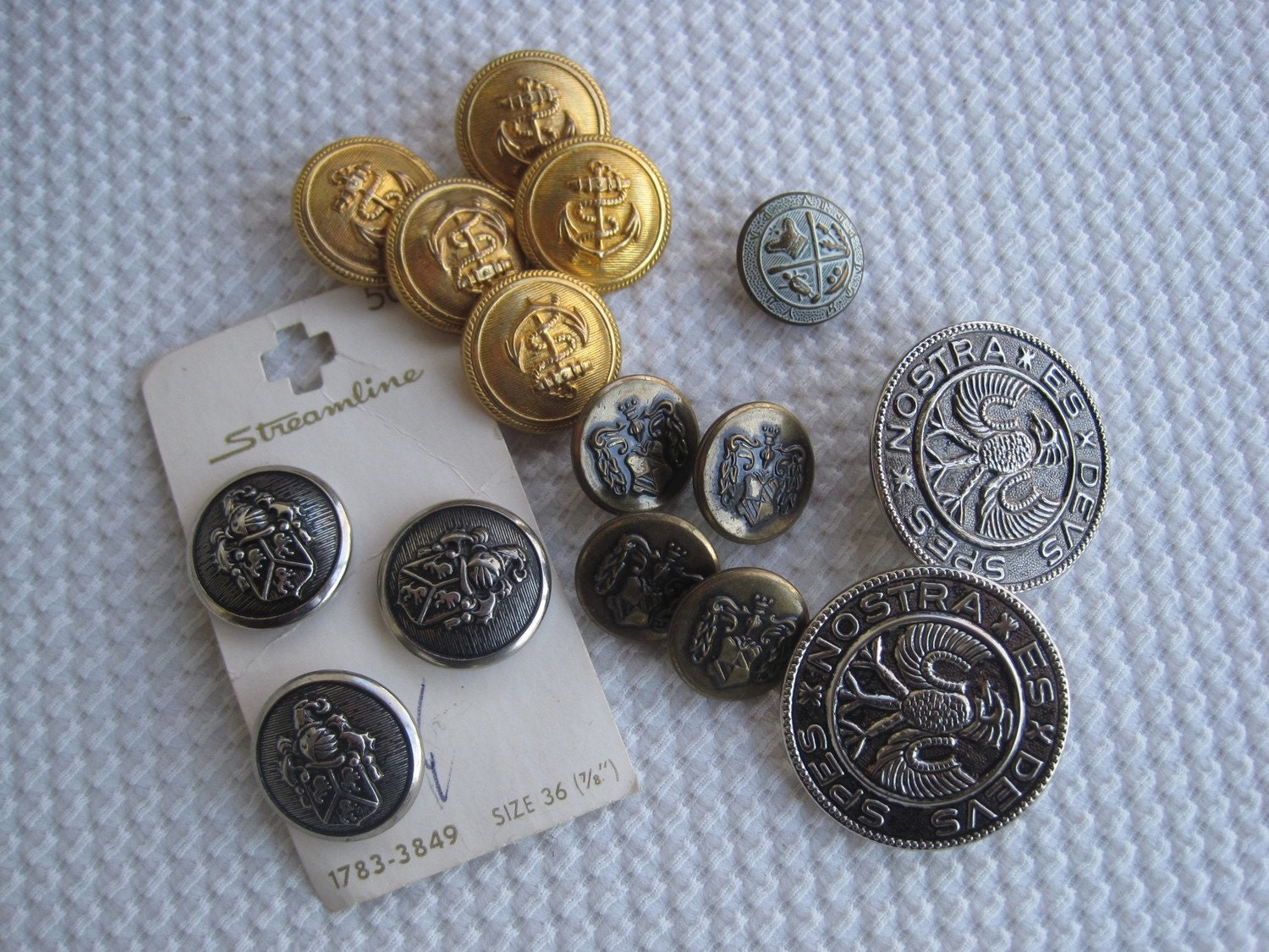 Vintage Metal Buttons Coat Of Arms Anchor Eagle Esx Devs