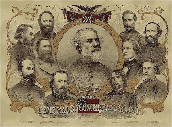 Civil War Confederate Generals Panel Gettysburg ca. 1865