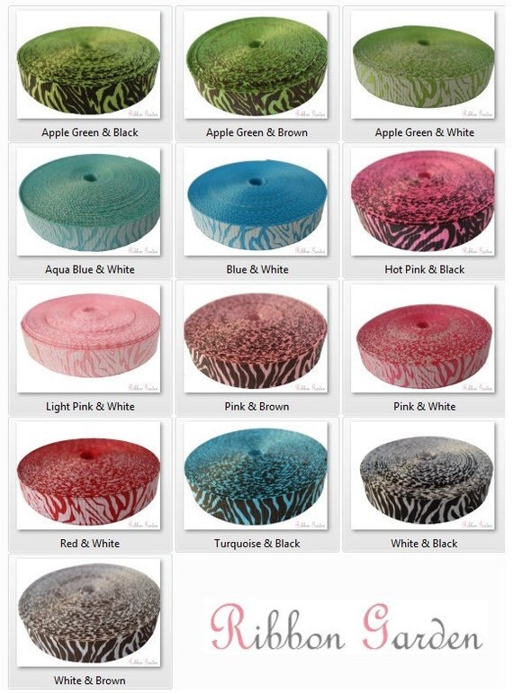 3 yards Tiger / Zebra Grosgrain Ribbon White and brown