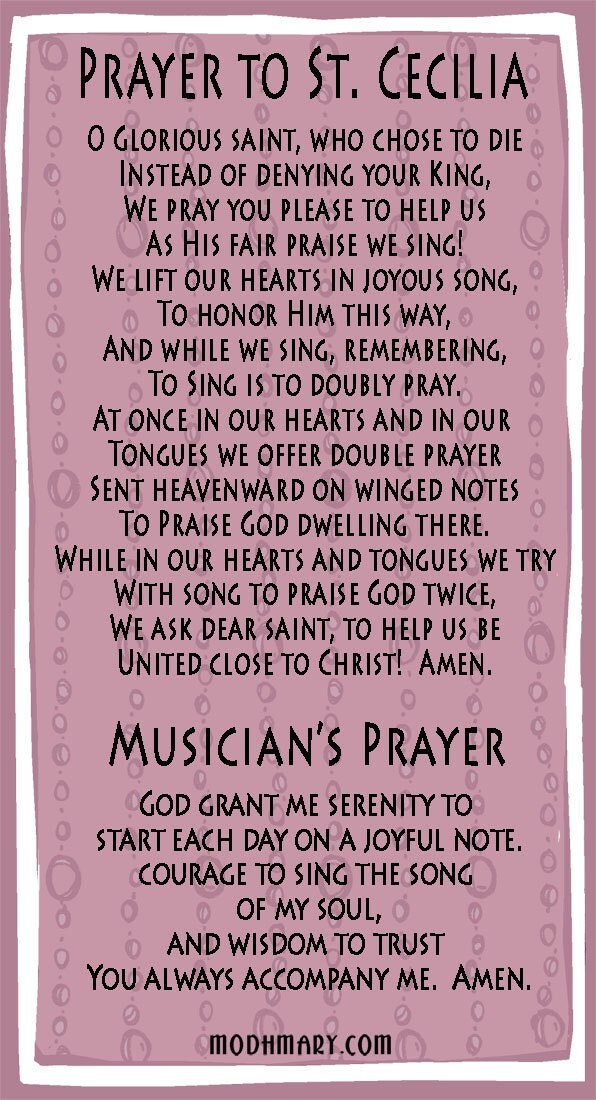St. Cecilia Prayer Card for Musicians by TheSocietyofSaints