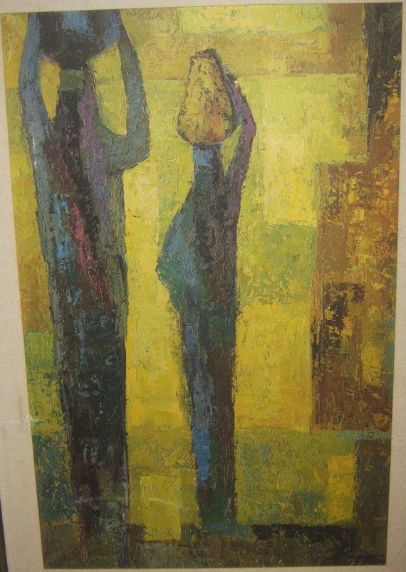 Items similar to Vintage Mid Century WOLF REUTHER Painting Women at the ...