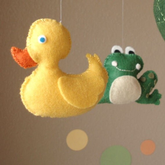 Pond Life Musical Felt Mobile Duck Turtle Fish Frog and