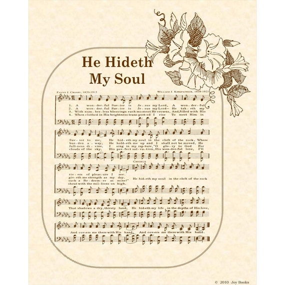 Items Similar To He Hideth My Soul 8 X 10 Antique Hymn Art Print