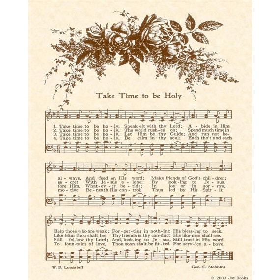 TAKE TIME To Be HOLY 8 x 10 Antique Hymn Art by VintageVerses