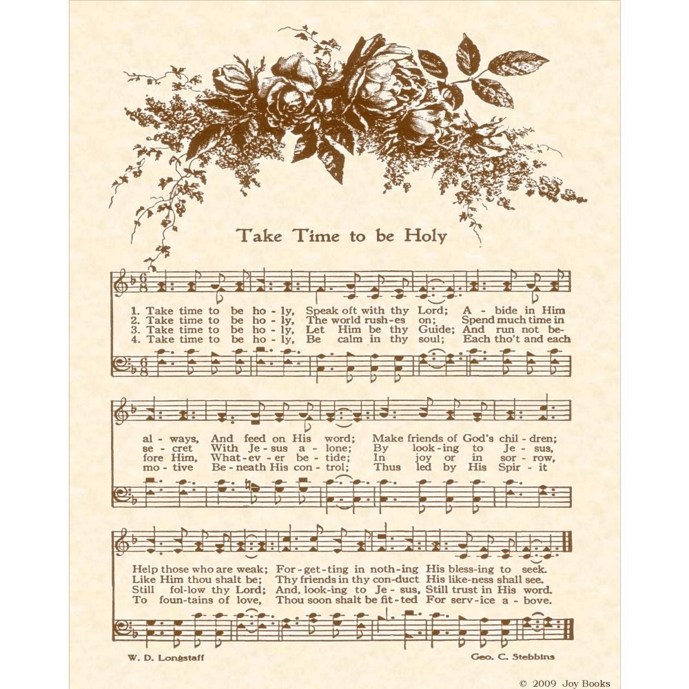 TAKE TIME To Be HOLY 8 x 10 Antique Hymn Art by VintageVerses