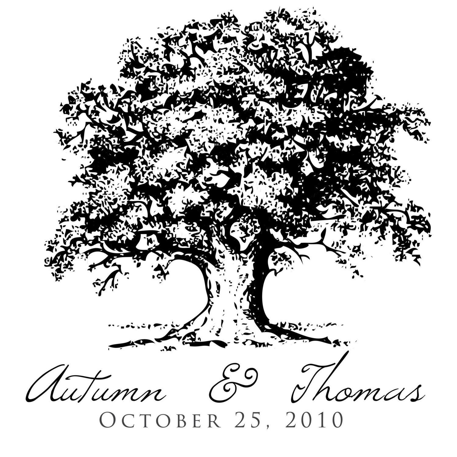 Personalized Monogram Oak Tree Digital File