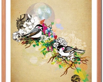 Items similar to Patterned birds - A4 print on Etsy