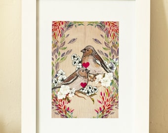 Items similar to Patterned birds - A4 print on Etsy