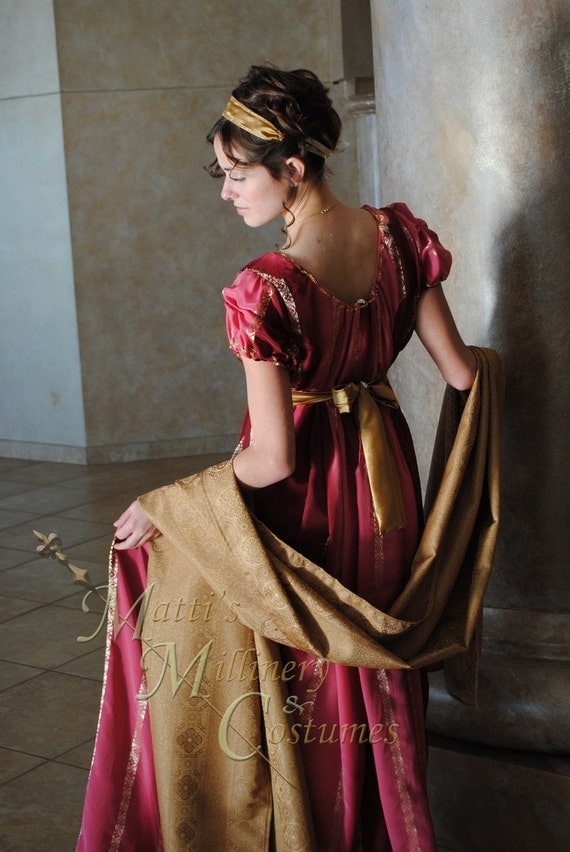 Evening Formal Regency Jane Austen Ball Gown Dress in Pink