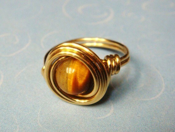 Tigers Eye Ring Gold Ring Tigers Eye by SpiralsandSpice