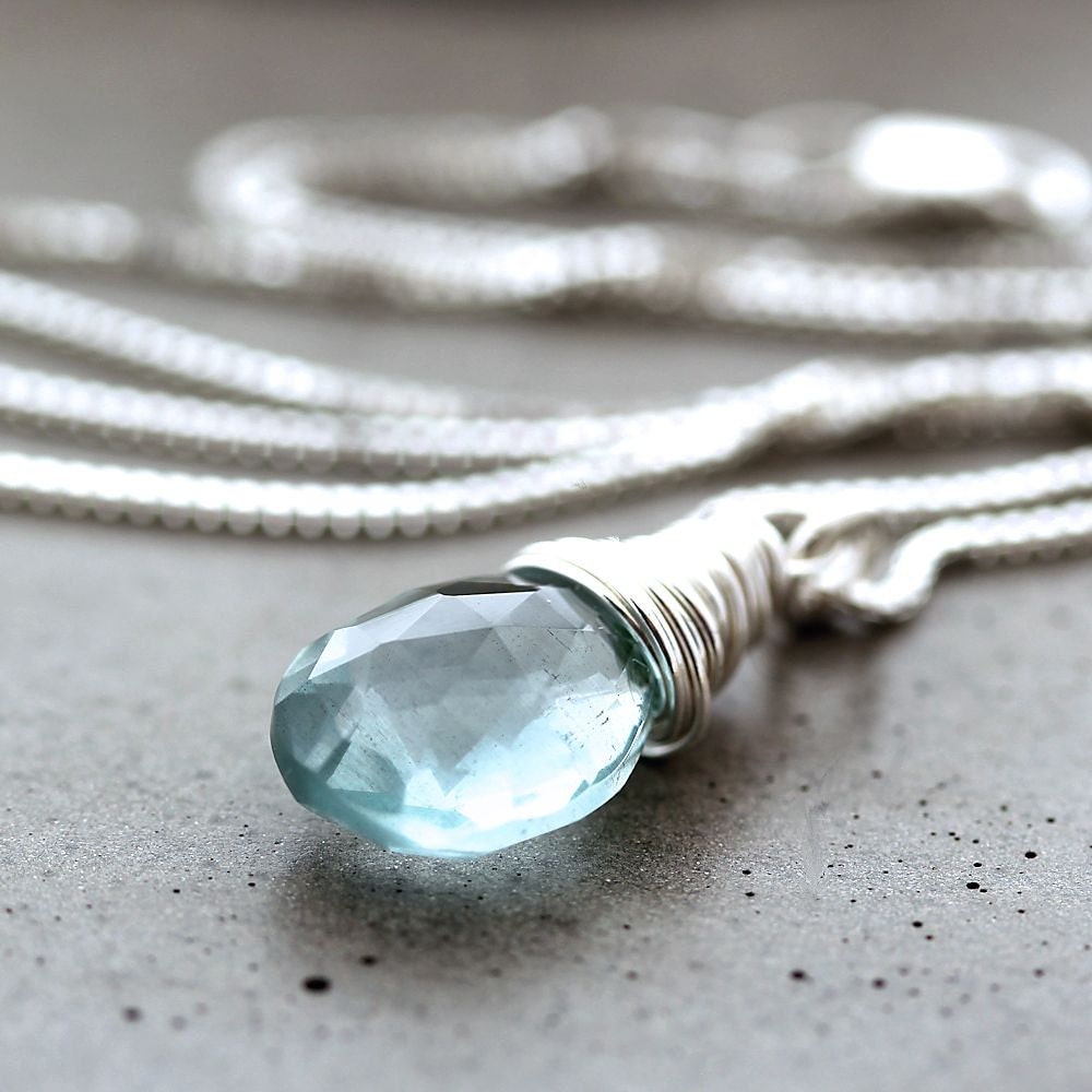 Aquamarine Necklace Sky Blue Aquamarine Sterling Silver