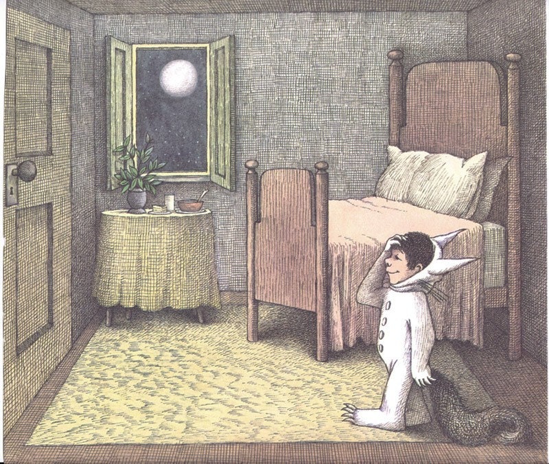 Vintage book page Max in Where the Wild Things Are by Maurice