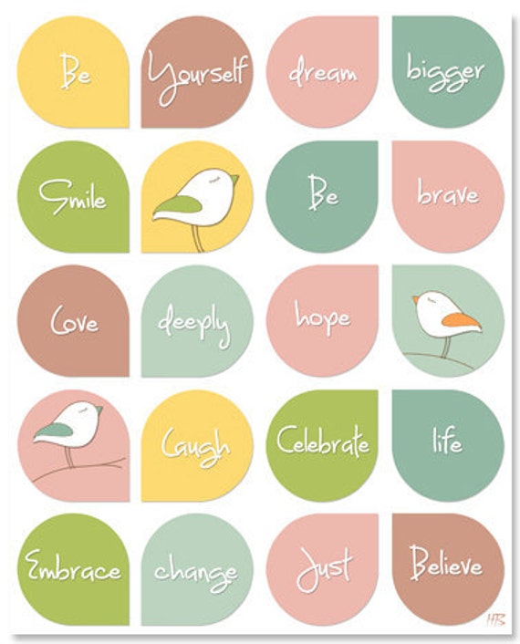 Items similar to Positive words art print, poster, room decor, wall art ...